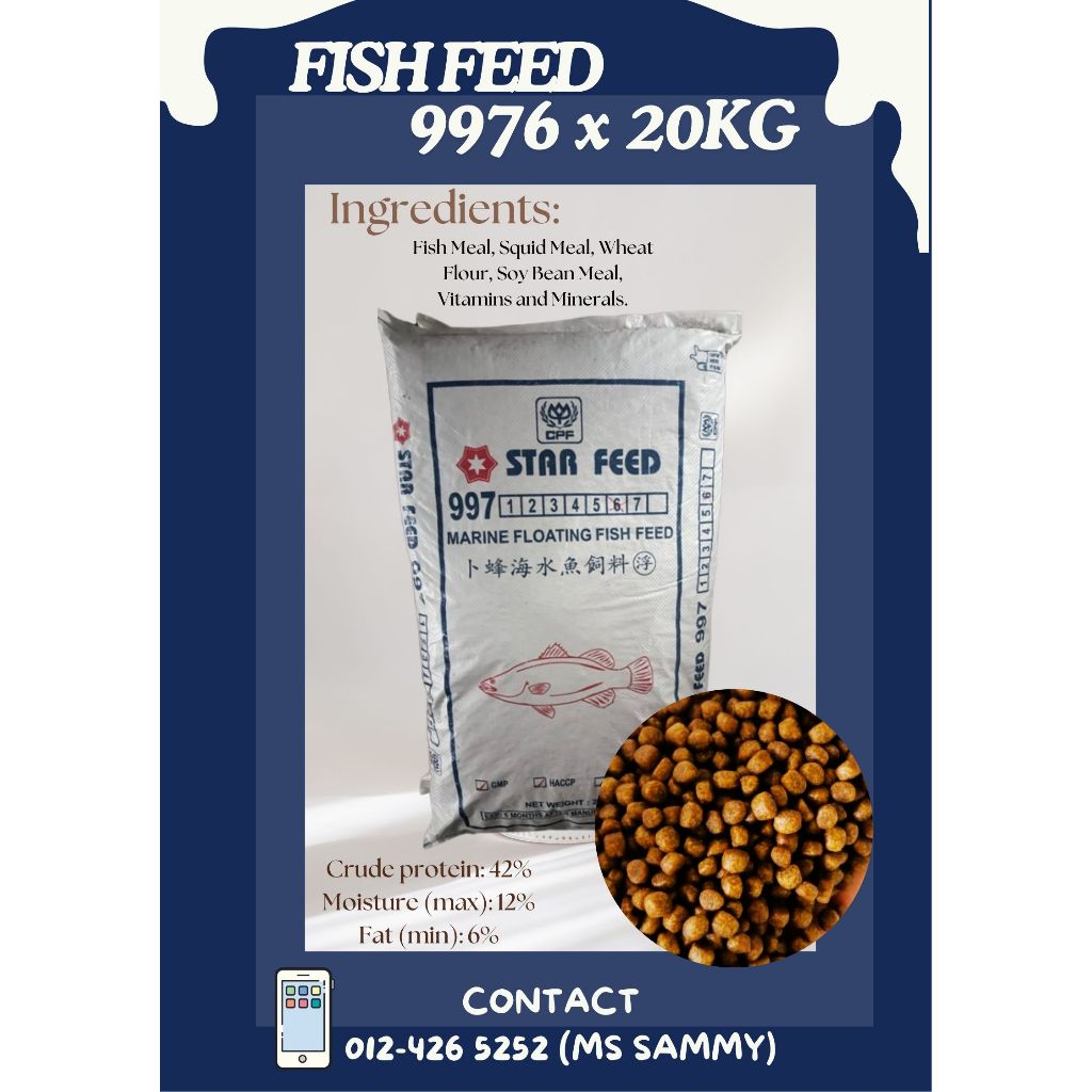 Fish Feed 9976 (20KG) | Starfeed Brand | 42% Protein | Suitable for ...