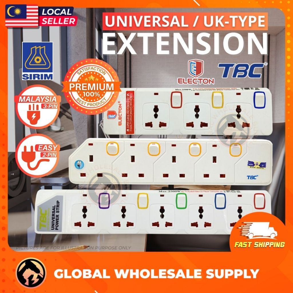 SIRIM Extension Plug Universal Plug 3 Pin Socket Extension Cord Wayar ...