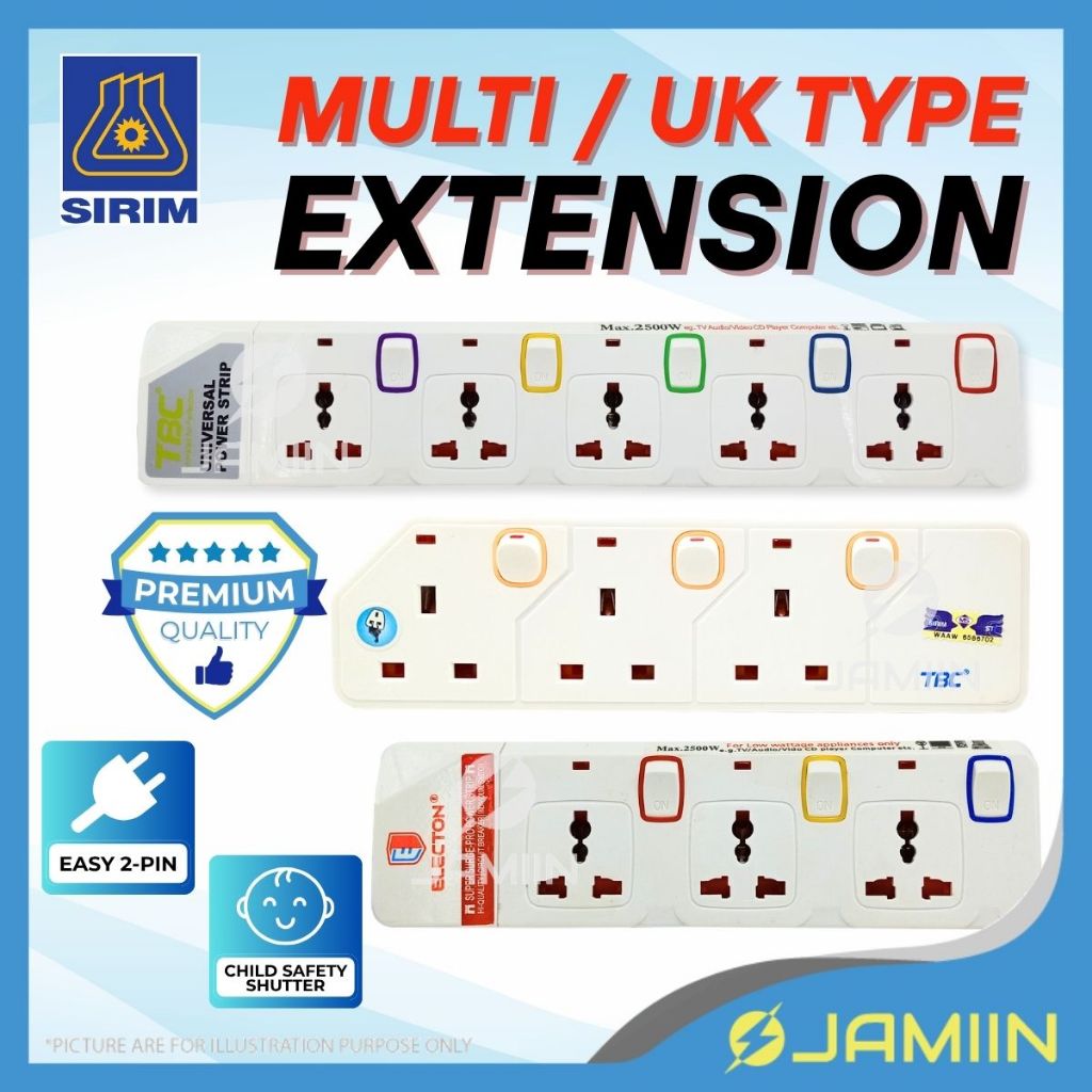 SIRIM Extension Plug Extension Cord Universal Plug 3 Pin Socket Wayar ...