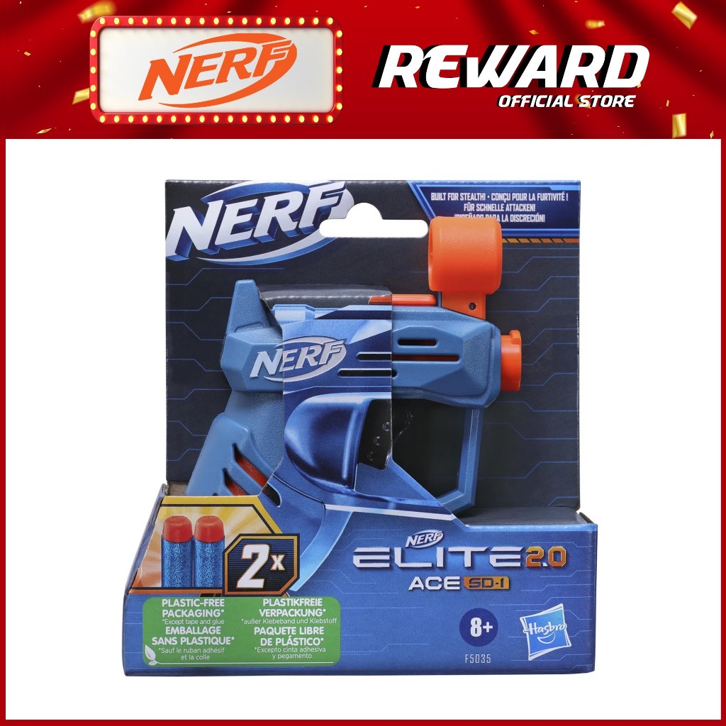 Hasbro Nerf Elite 2.0 Ace SD-1 Blaster and 2 Official Nerf Elite Darts ...