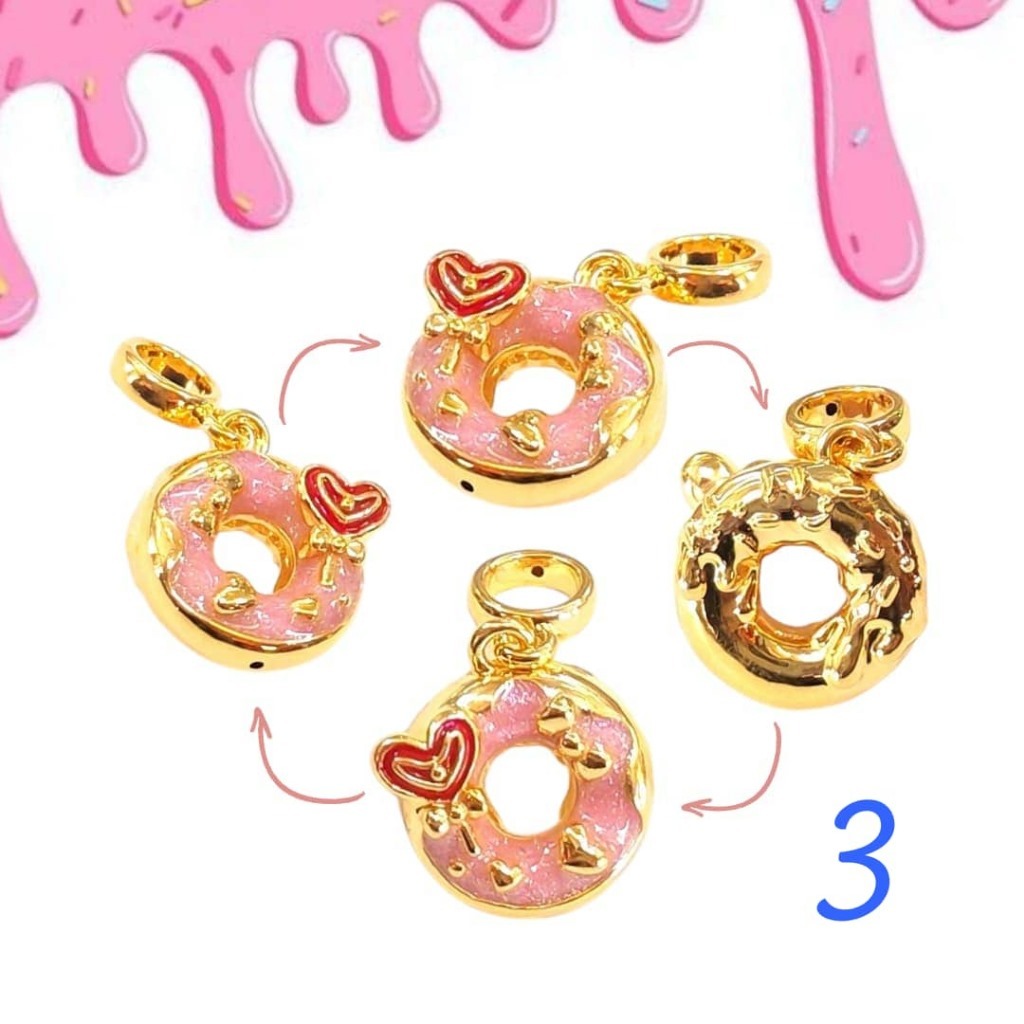 ZA13 Wing Sing 916 Gold Loket Yummy Strawberry Rama Love Creamy Donut ...