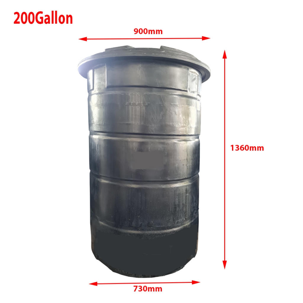 200H Gallon Round (Height) Water Tank C/W Cover HDPE water tank Poly ...
