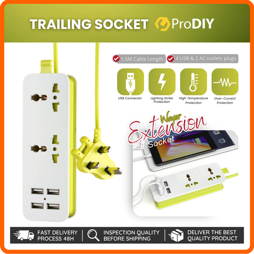 PRODIY Wayar Extension Wire With 4 USB Plug Extension Plug Cord 1 ...