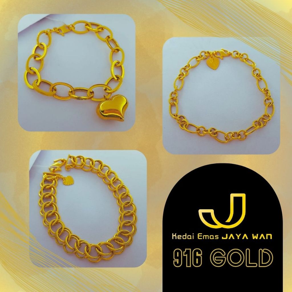 Ready Stock !!! Original 916 Gold Bracelet/ Emas 916 Rantai Tangan ...