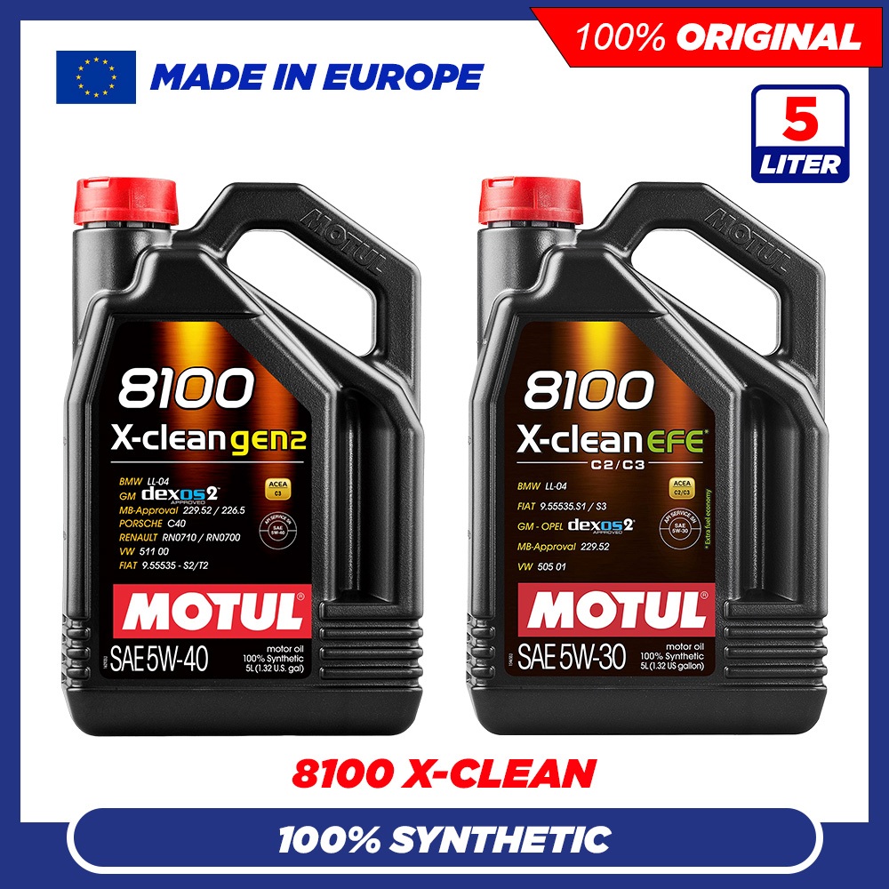 MOTUL 8100 X-CLEAN GEN2 5W40 / X-CLEAN EFE 5W30 SP Fully Synthetic ...