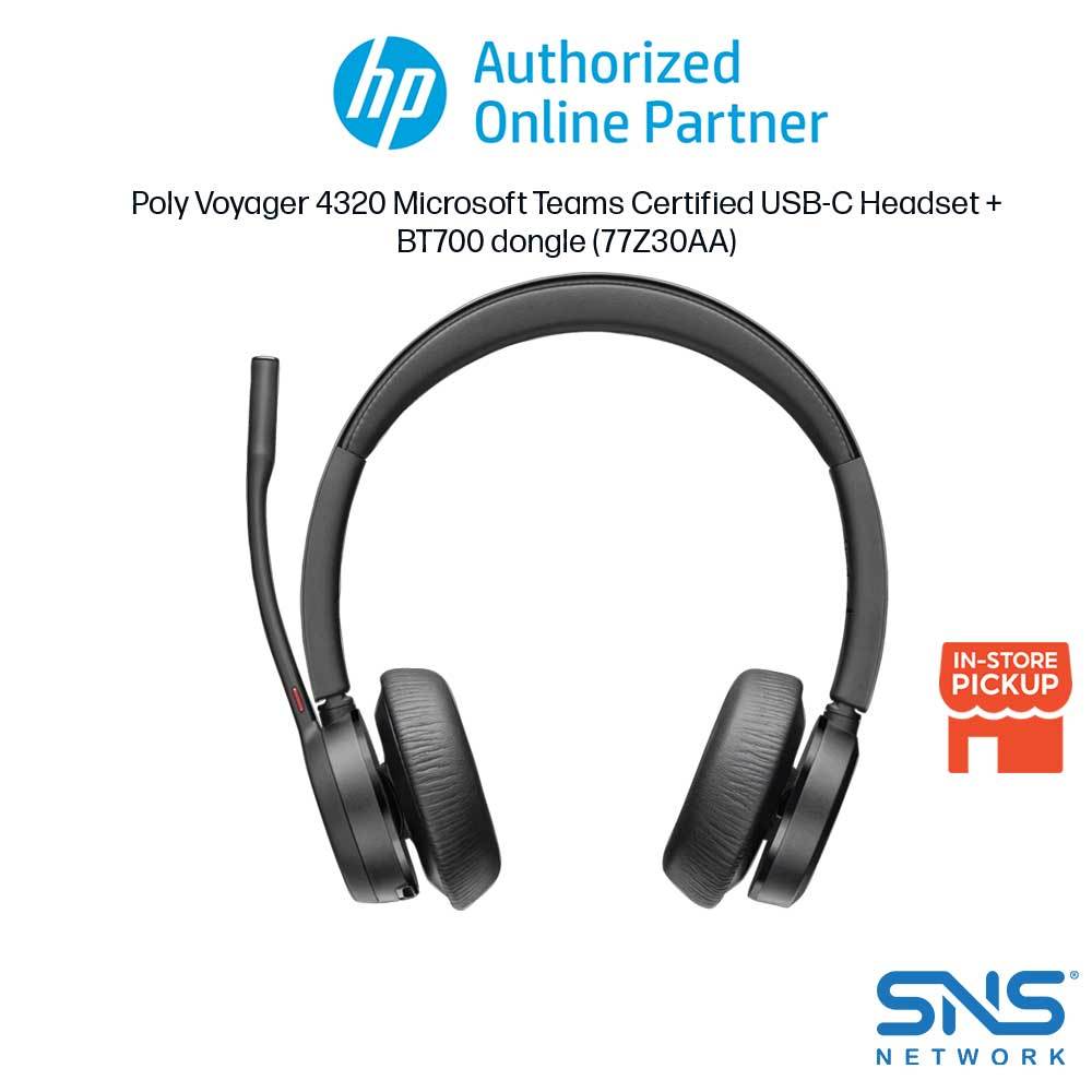 Poly Voyager 4320 Microsoft Teams Certified USB-C Headset +BT700 dongle ...