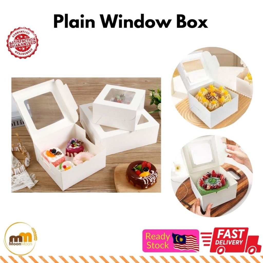 Plain Window Cake Box 8x8x5/9x9x6.5/10x10x4/10.5x10.5x6.5 (5/10pcs ...