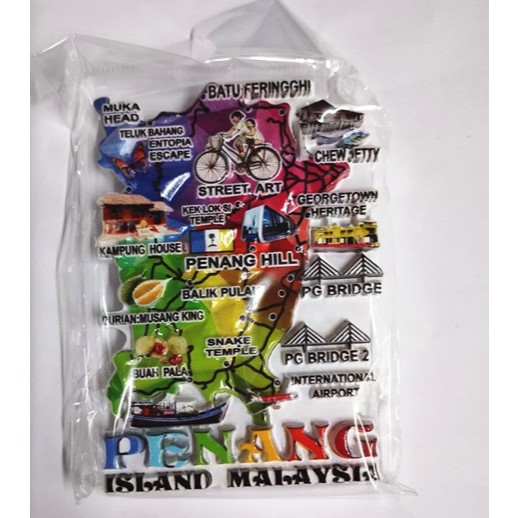 Penang island Map Souvenir Resin Fridge Magnet | Shopee Malaysia