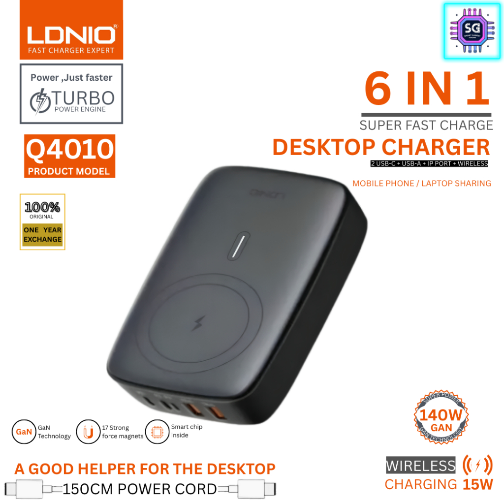 LDNIO Q4010 PD Super Fast Charge + Wireless Support Laptop Tablet ...