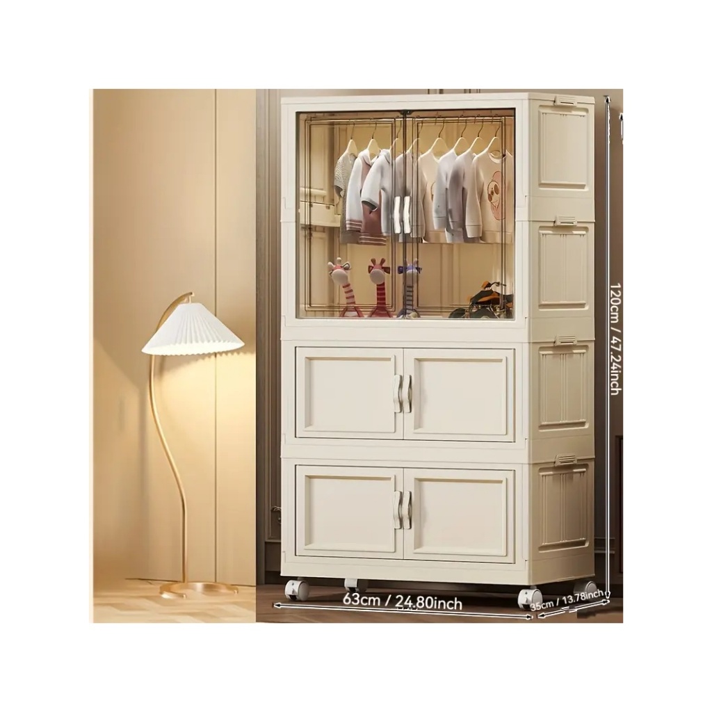 Foldable Wardrobe with Wheels - Instant Setup No Assembly Required, 3.2 ...