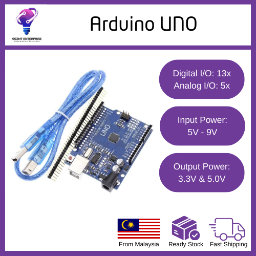 Arduino UNO R3 SMD Compatible Development Board with ATmega328P AU Chip ...