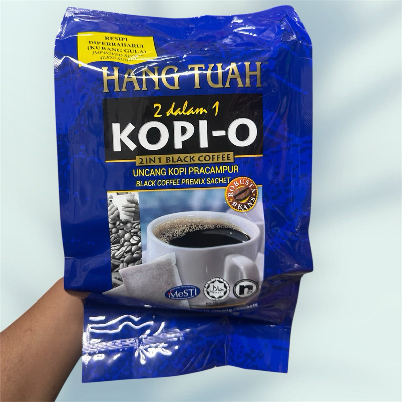 HANG TUAH Kopi-O 2-in-1 Kurang Gula - Premix Black Coffee 16 Sachet - Kopi Tradisional Sedap ...