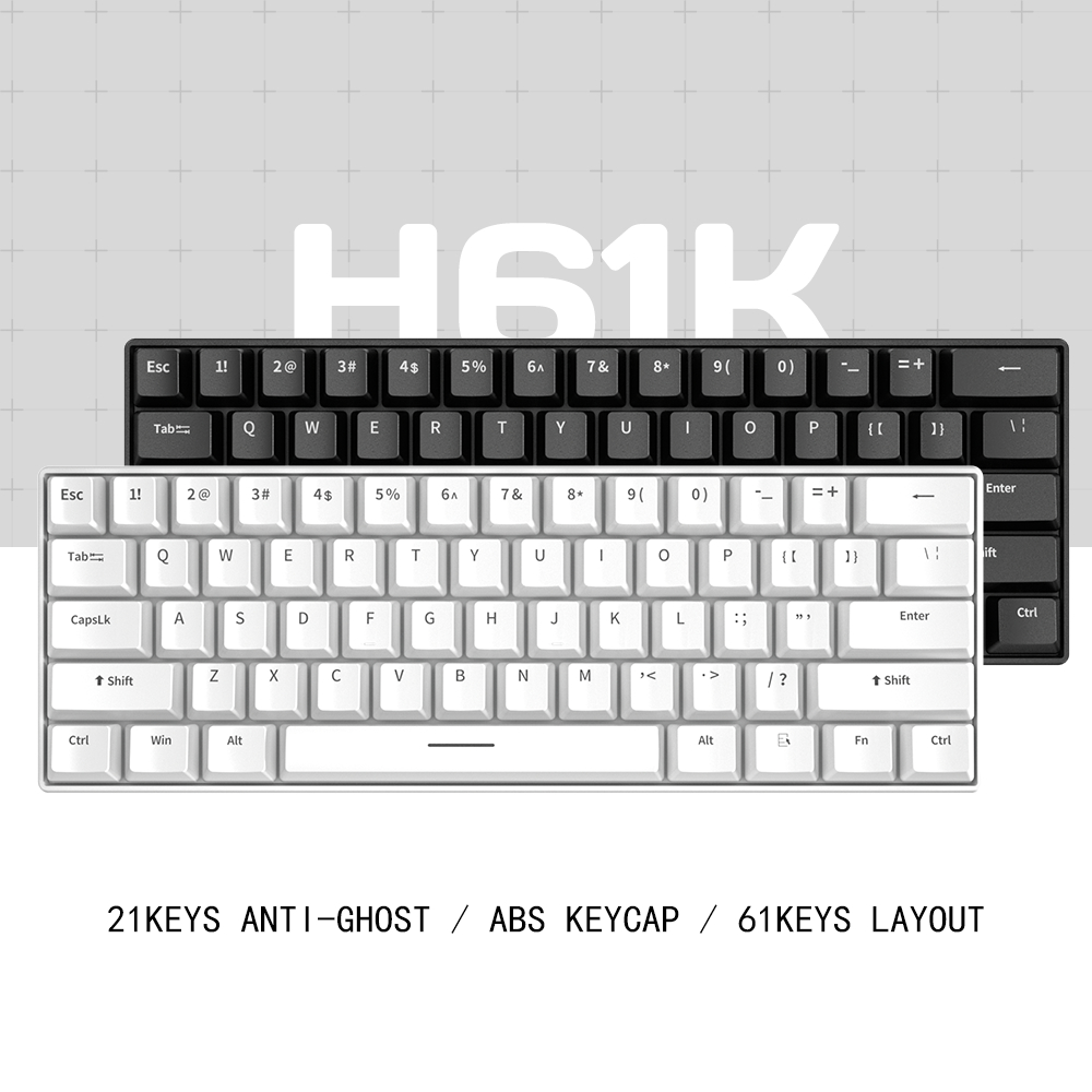 ZIFRIEND H61K Mechanical Keyboard Mini Gaming 3 Pin Switch RGB Backligh ...