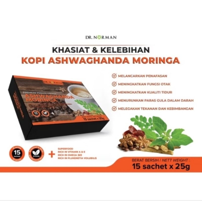 DR NORMAN Kopi Ashwagandha Moringa dengan Stevia Original Premium ...