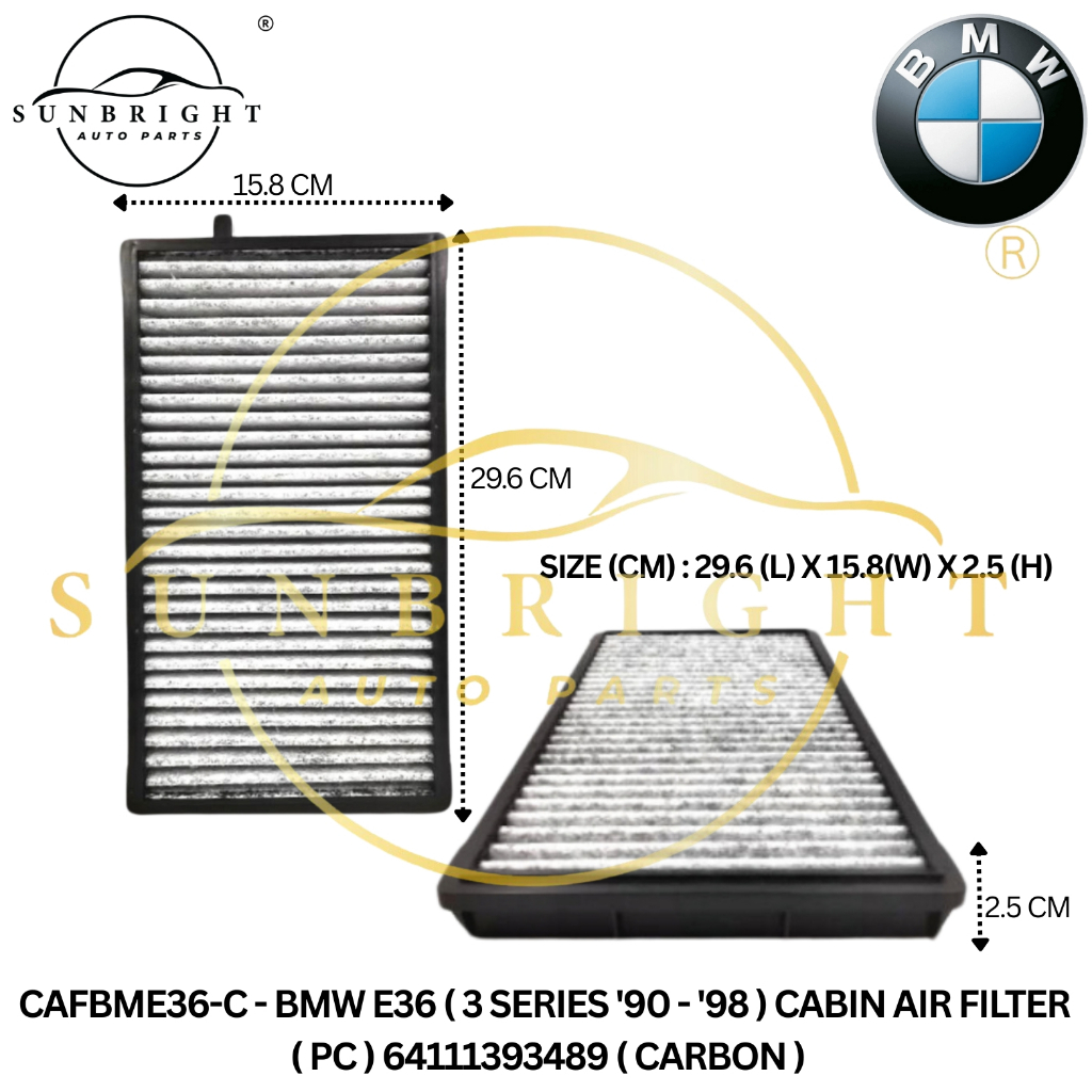 BMW E36 ( 3 SERIES '90 - '98 ) CABIN AIR FILTER ( PC ) 64111393489 ...