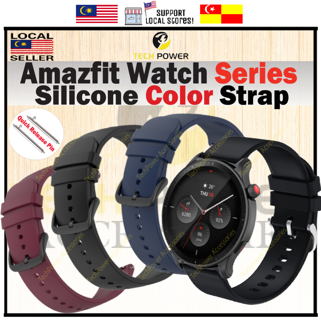 Amazfit Watch Strap Series Silicone Strap 22mm,Tali Jam Amazfit Bip 6 ...