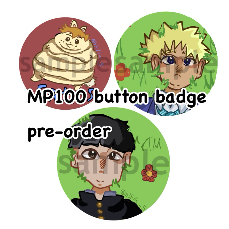 Mob Psycho 100 button badges pre-order, fanart, mp100, badges | Shopee ...