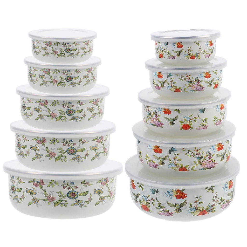 HAPPYCOOK Enamel Full Food Container 5-in-1 (10, 12, 14, 16, 18cm ...