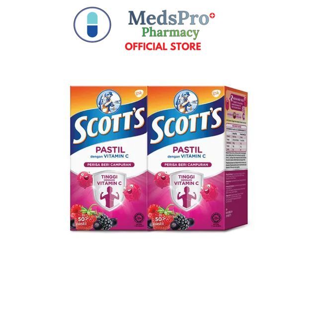 SCOTT'S VITAMIN C MIXED BERRY PASTILLES 50'SX2 (EXP08/2026) | Shopee ...