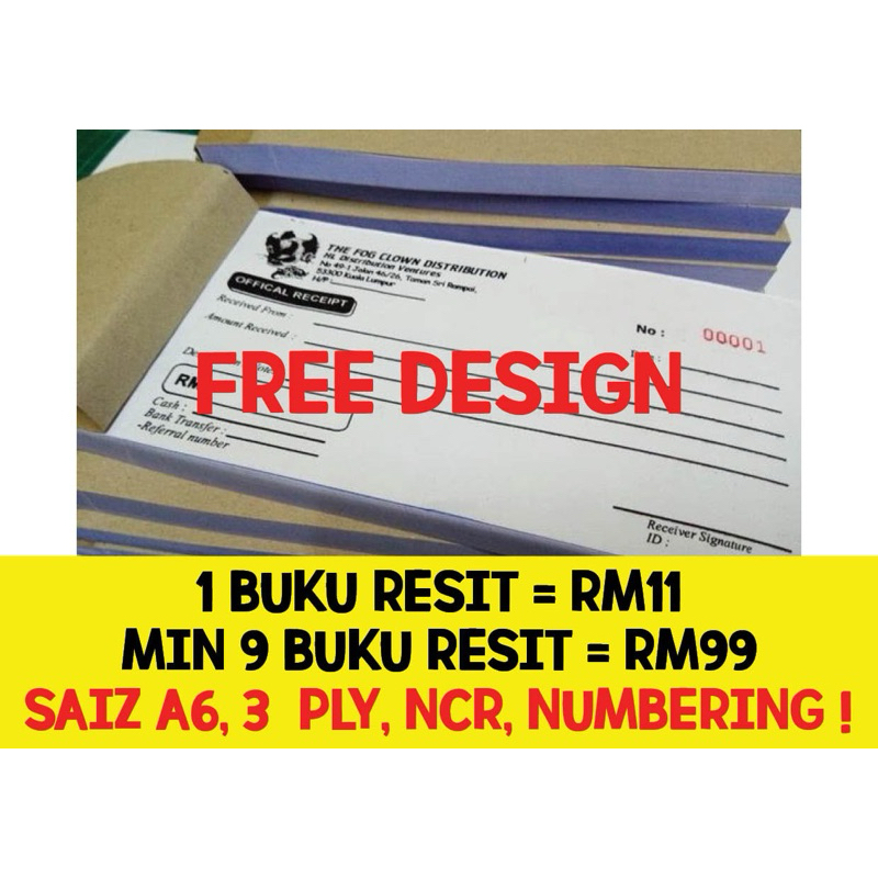 🔥9 BUKU RESIT LOGO DAN NAMA SYARIKAT SENDIRI SAIZ A6 3PLY SERENDAH RM9🔥 ...