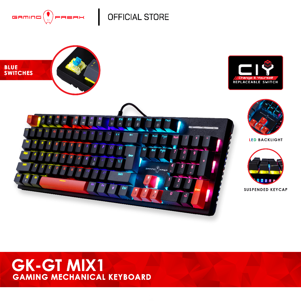 GAMING FREAK GK-GT MIX1-BBL/GBL MECHANICAL KEYBOARD | Shopee Malaysia
