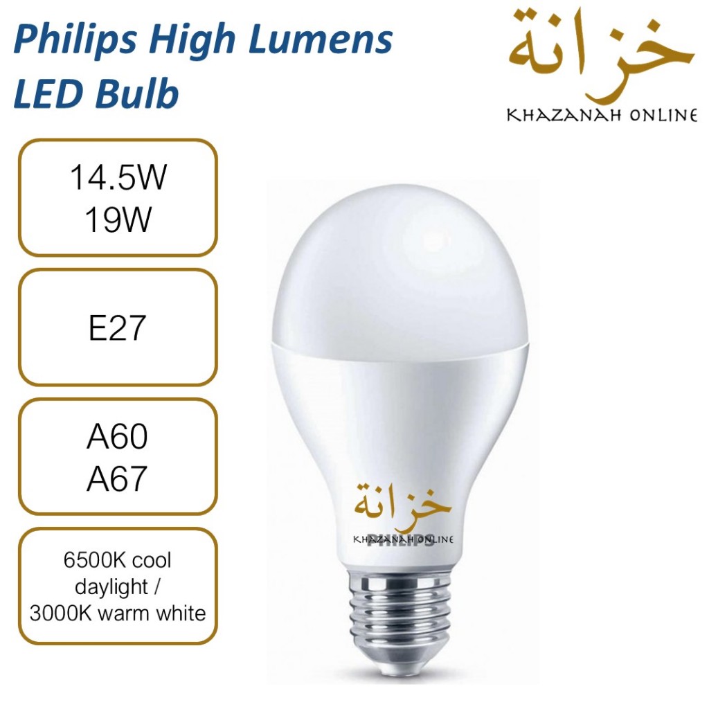 Philips High Lumen LED Bulb 14.5W/19W E27 A60/A67 ( 6500K Cool Daylight ...