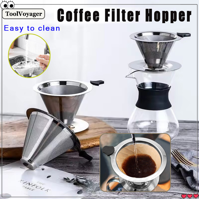 Paper-free Stainless Steel Coffee Filter Coffee Dripper Drip Reusable ...