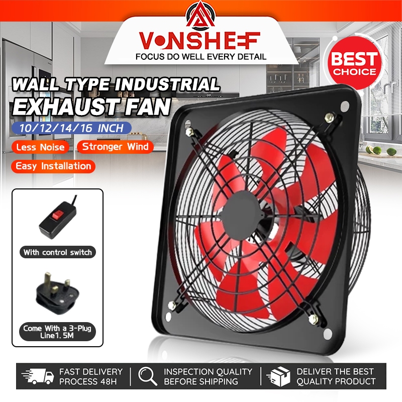 10-16 inchWall Type Industrial Fan Light Duty Exhaust Fan Kitchen ...