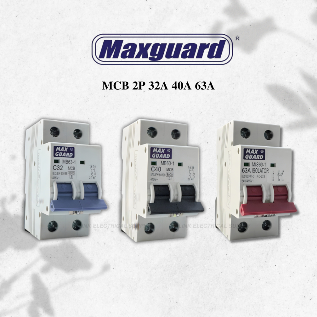 MAXGUARD MCB 2 Pole / 32A / 40A / 63A ( 6KA ) | Shopee Malaysia