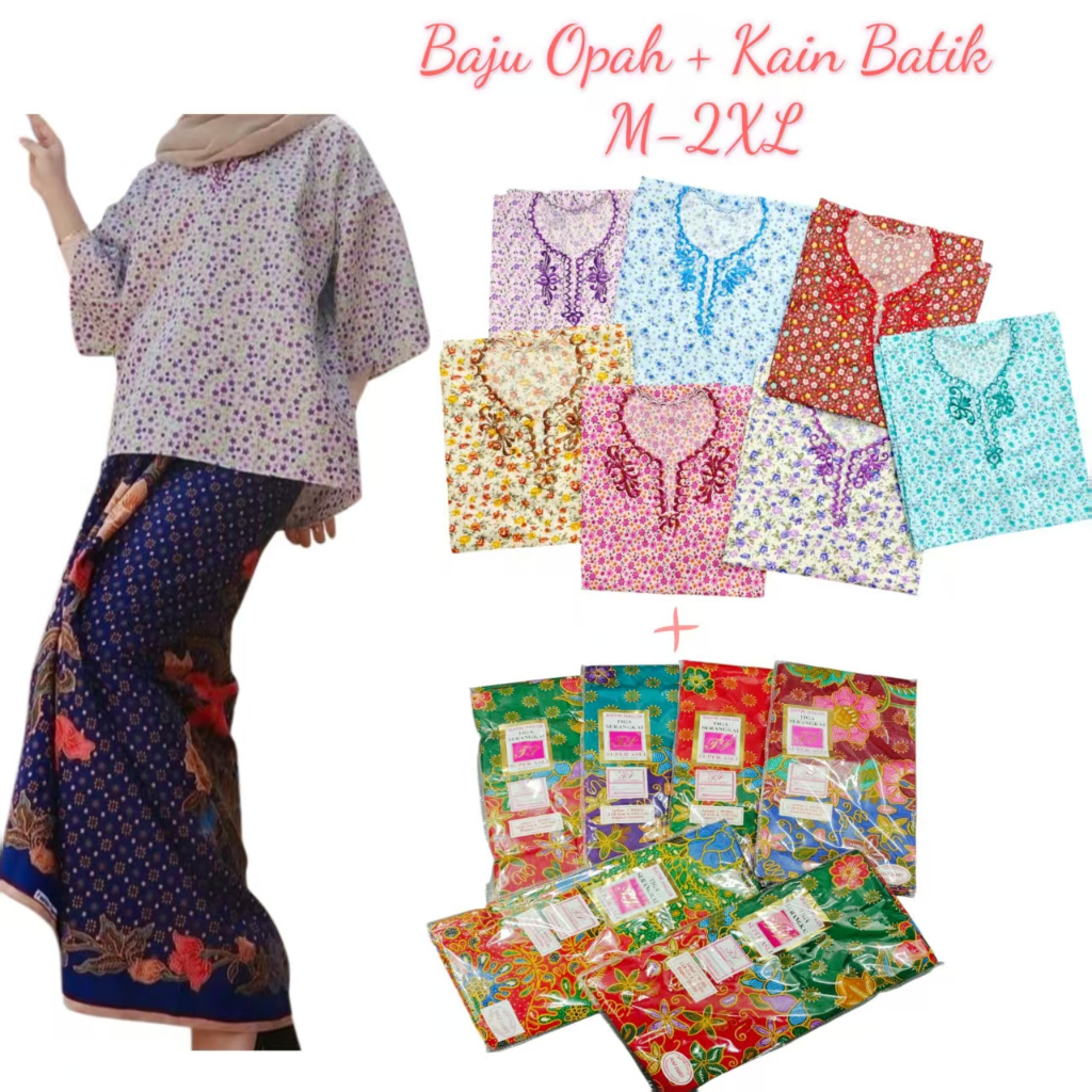 Baju Kedah Sepasang ( Kain Batik ) Baju Opah Sepasang /Sarung Tiga ...