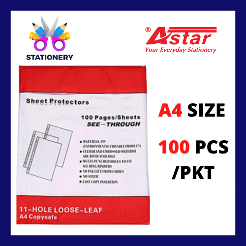A4 Sheet Protector 0.4mm (100pcs/ pkt) / 11-Hole Transparent Super ...