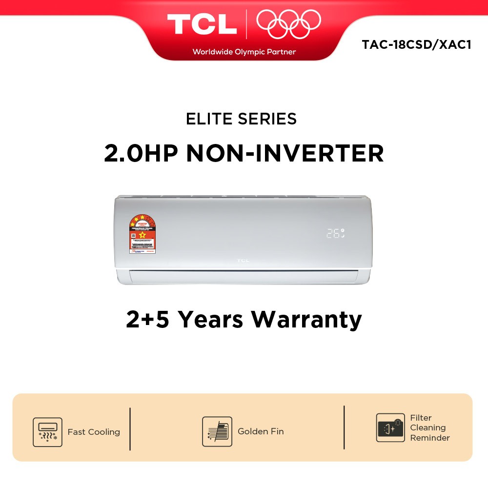 TCL 2.0HP Non-Inverter Air Conditioner R32 Fast Cooling Aircond Elite ...