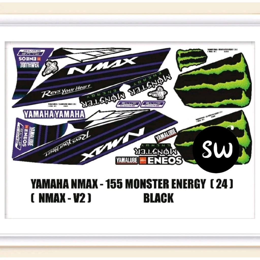YAMAHA NMAX 155 V2 MONSTET STRIPE BODY STICKER | Shopee Malaysia