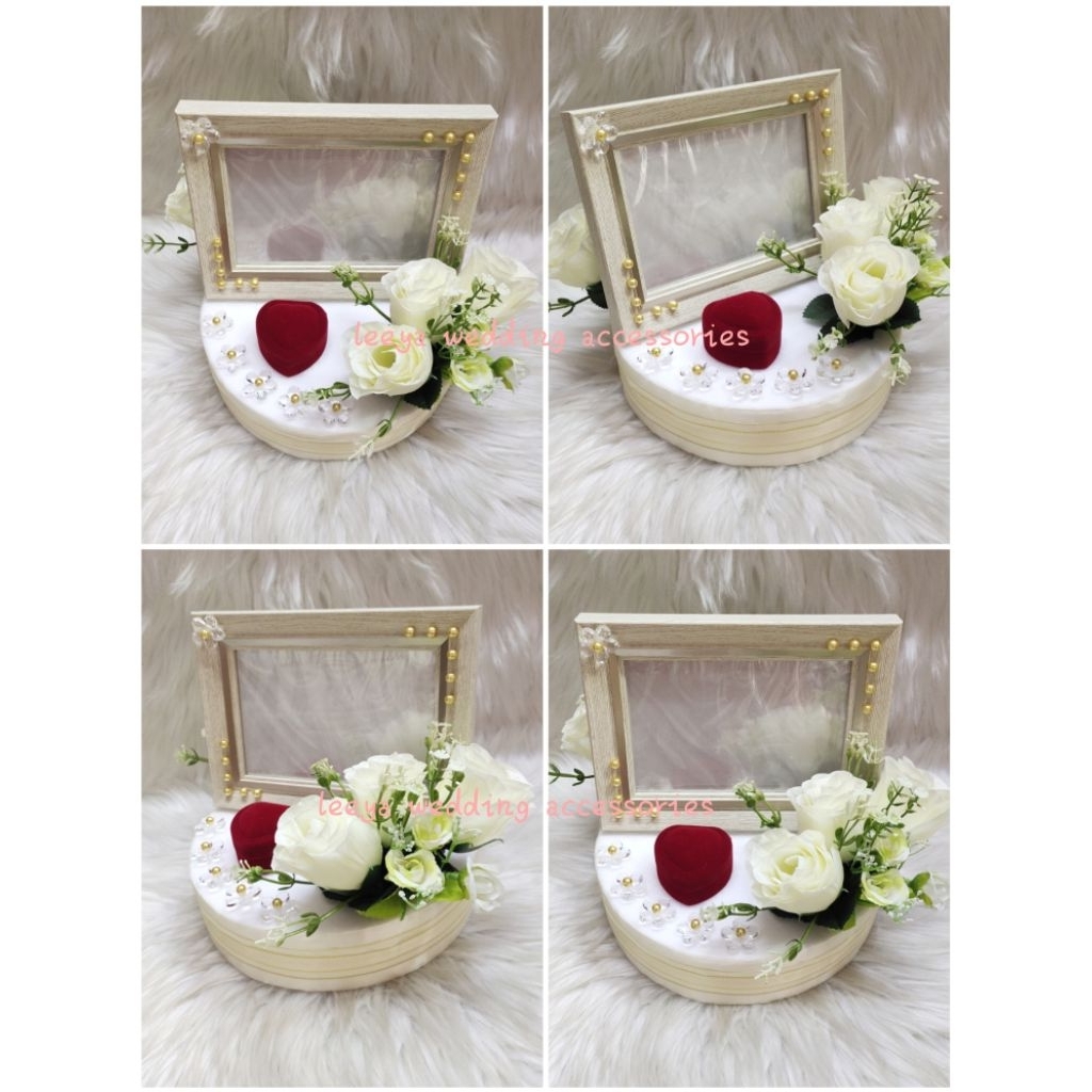 gubahan frame mas kahwin + 1pc bekas cincin ( cream white) | Shopee ...