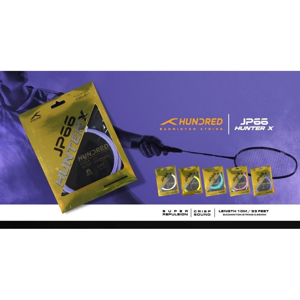 Hundred JP66 Hunter X Badminton String (Made in Japan) 0.66mm | Shopee ...