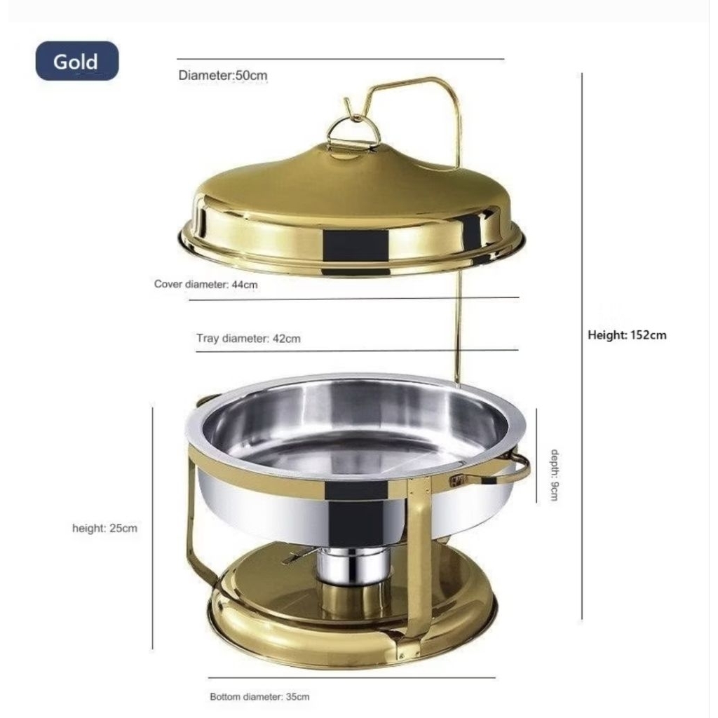 Chafing Dish Golden Bell Dome 42cm Bekas Gantung Buffet Tray Dish ...