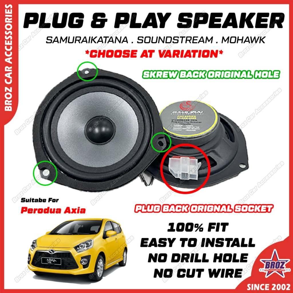 [Installation Available] Plug and Play Front Rear OEM Car Speaker 2 Way ...