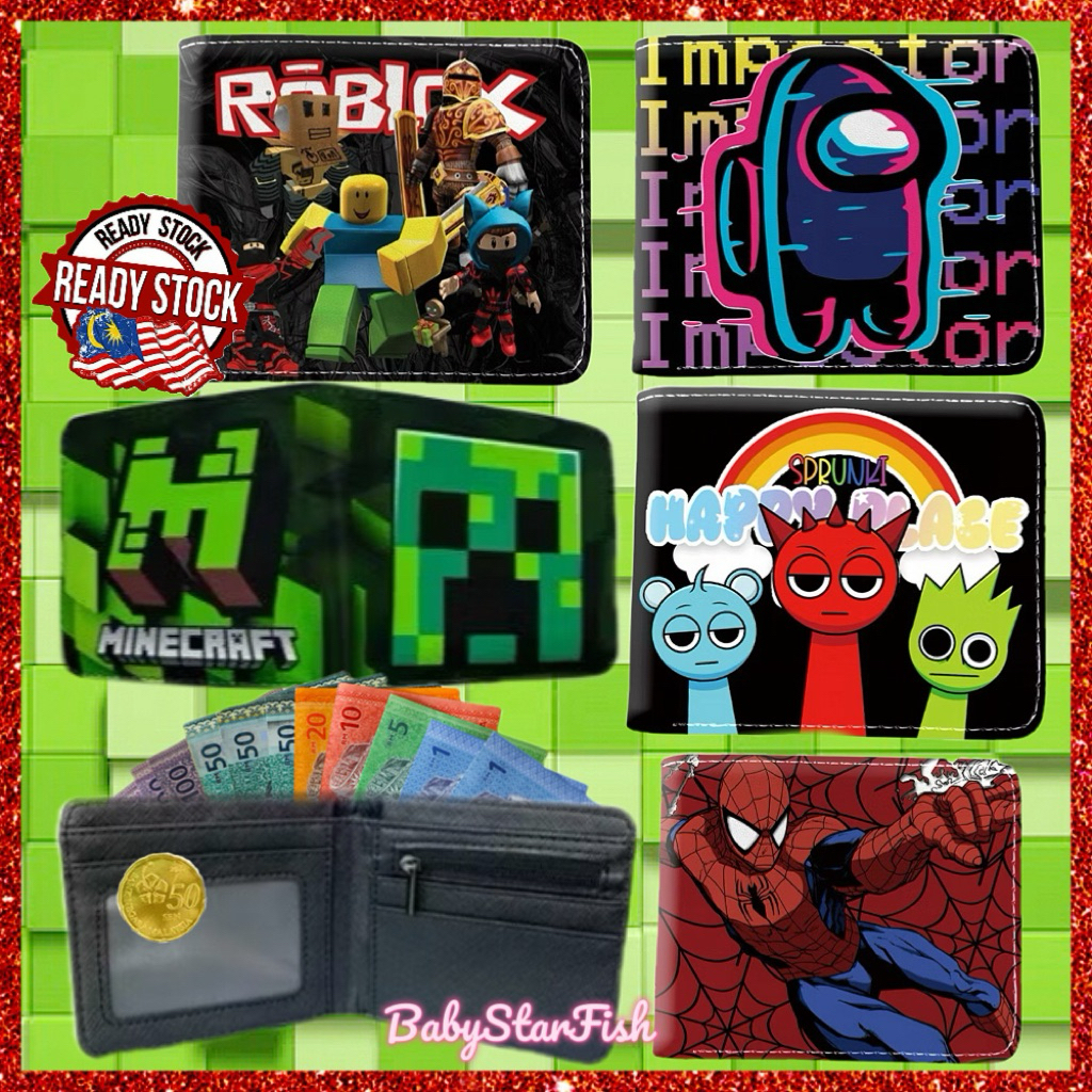 Roblox Minecraf Marvel tnt Among us Game kids wallet Color Cartoon ...