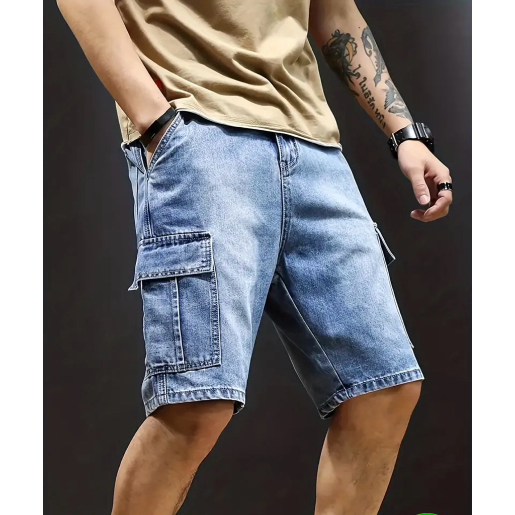 🔥kargo short 🔥unisex denim kargo short pant 🔥 | Shopee Malaysia