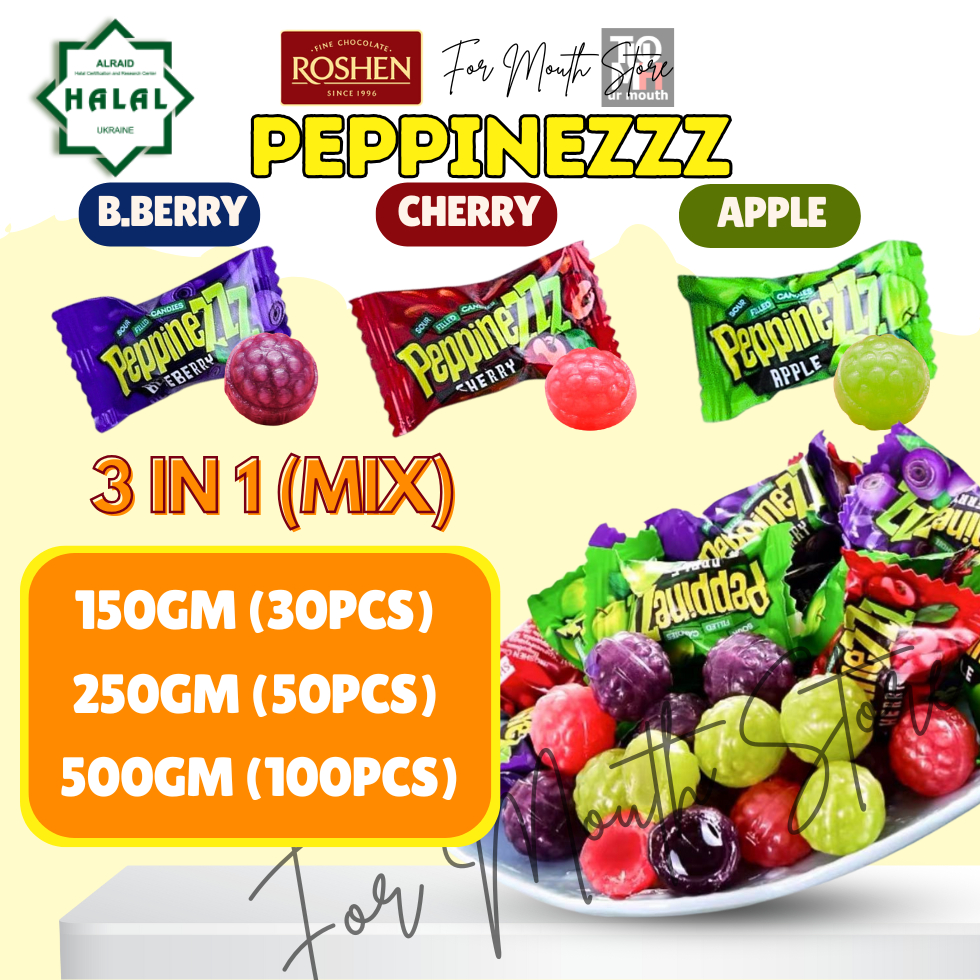 150/250gm ROSHEN Peppinezz Sour Candy Gula Gula Masam Viral Peppinezzz ...