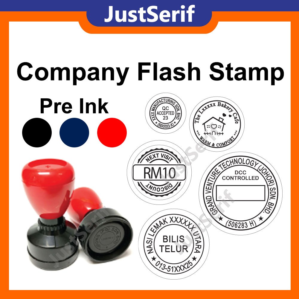 Customize Round Pre-Inked Stamp / Company Flash Stamp / Cop Syarikat ...