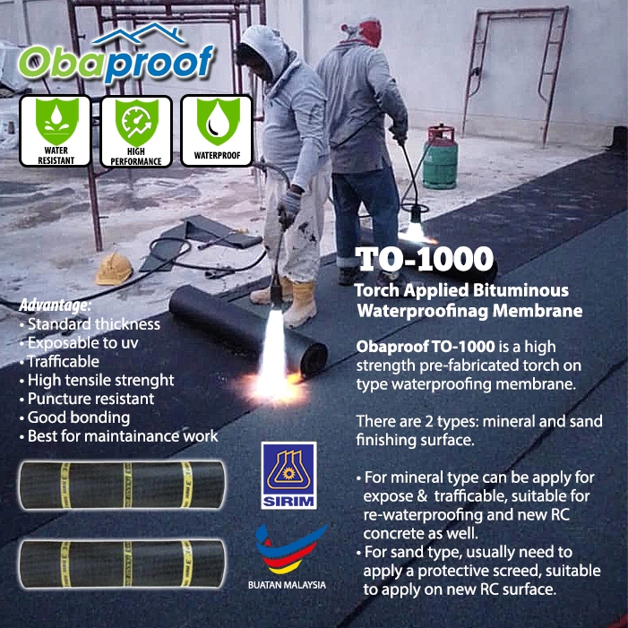 OBAPROOF TO-1000 TORCH APPLIED BITUMINOUS MEMBRANE TOUCH ON MEMBRANE ...