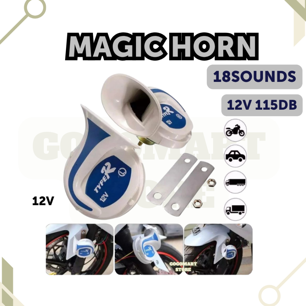 MAGIC HORN 12v 18Sound Electric Loud Horn Snail Car Motor Lorry Hon ...