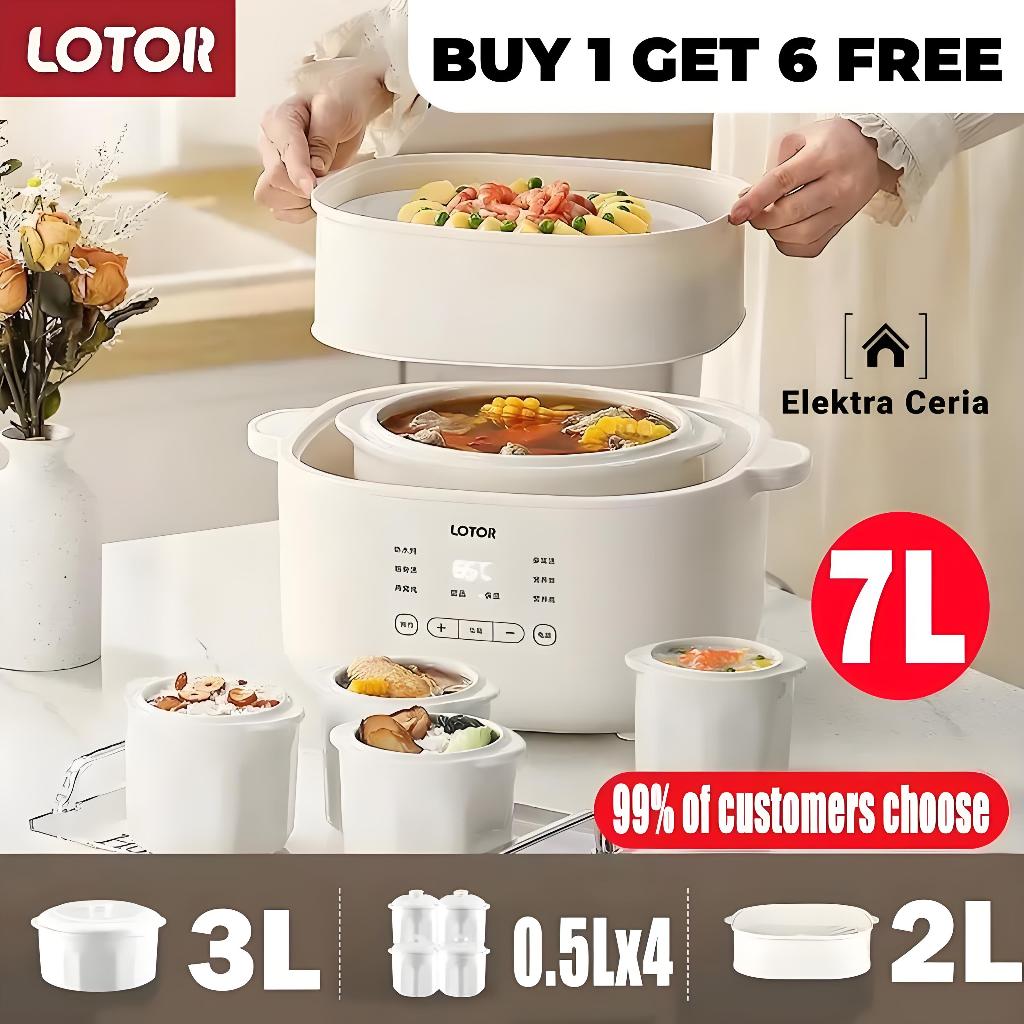 7L 5-pot ceramic electric stew pot fully automatic water-proof electric ...