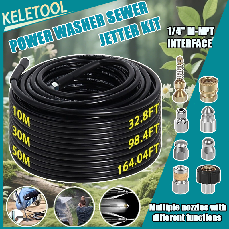 Sewer Drainage Cleaning Hose Pipe Cleaner, High-Pressure Hose Sewer Kit ...