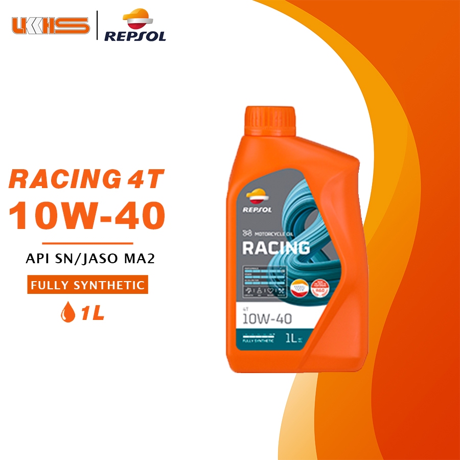 REPSOL RACING 4T SAE 10W-40 API SN JASO MA2 FULLY SYNTHETIC (1 LITER ...