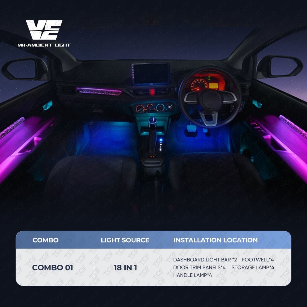 TCS K7 SERIES UNIVERSAL CAR RGB AMBIENT LIGHT INTERIOR ACCESSORIES VE ...