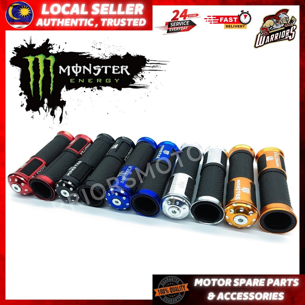 MOTORCYCLE UNIVERSAL CNC ALLOY HANDLE GRIP SET [MONSTER] THROTTLE GRIP ...
