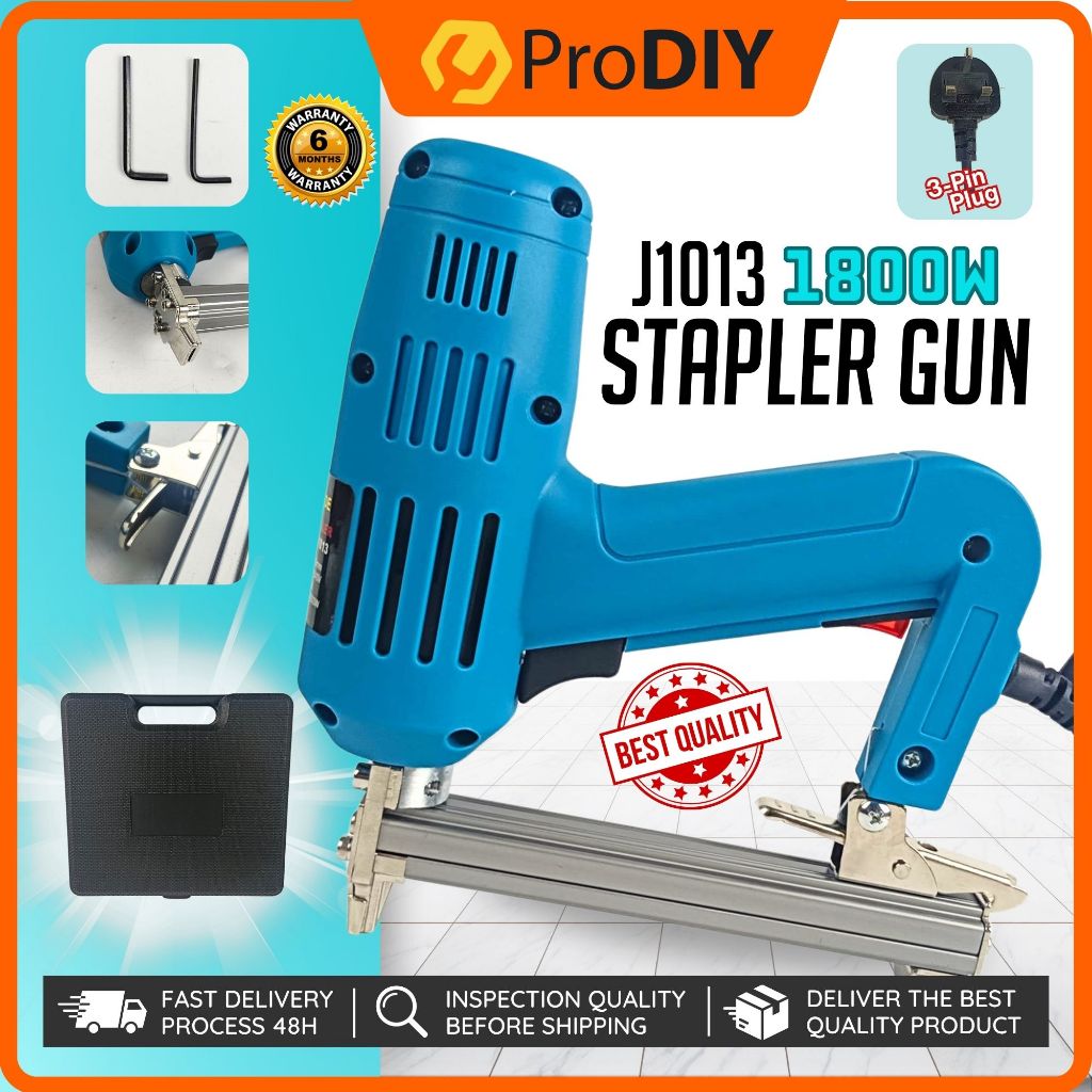 J1013 Electric Stapler Gun 1800W Furniture Stapler Power Tools Portable Motor Copper Mesin ...