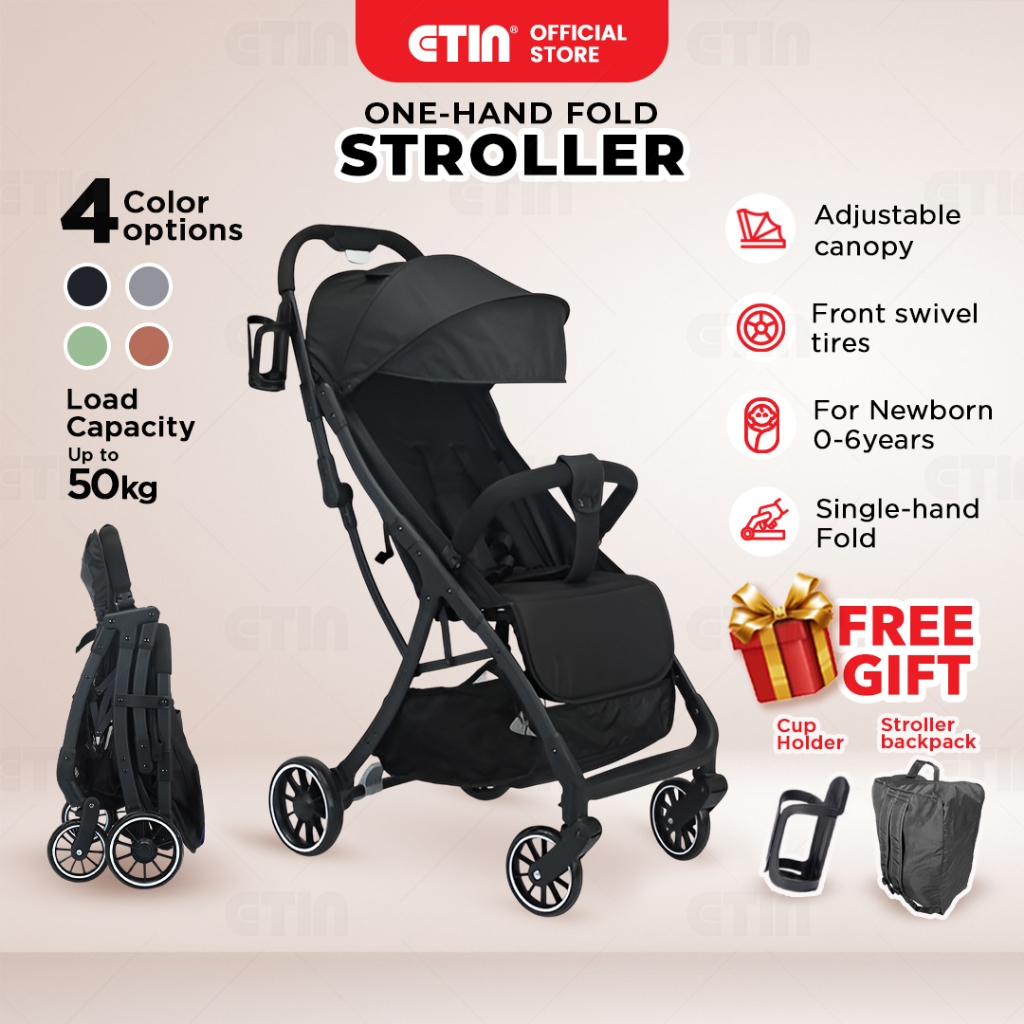 ETIN One Hand Fold Baby Stroller Foldable Light Weight Newborn Kids ...